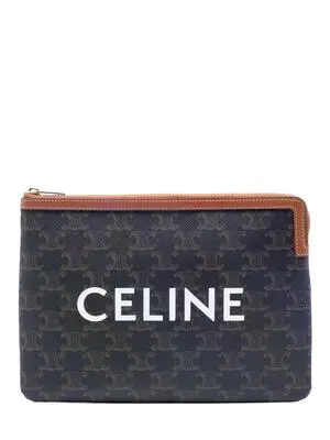 CELINE Celine Small Triomphe Coated Canvas Clutch Bag