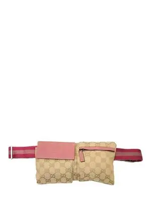 Gucci Gg Canvas Web Double Pocket Belt Bag - Neutrals