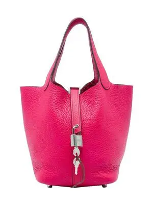Hermès Hermès Clemence Leather Picotin Lock 18 Handbag Pink