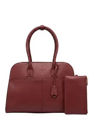 THE BAG ICON St. Cyr Modern Tote Bag With Coordinating Pouch - Red