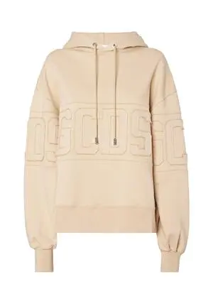 Gcds Logo Patch Drawstring Hoodie - Nude
