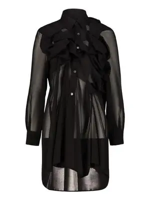Comme Des Garçons Comme Des Garçons "Ruffle Front" Sheer Long Sleeve Shirt Black