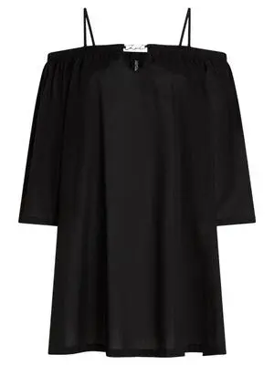 Karl Lagerfeld Signature Plaque Off-the-shoulder Mini Dress - Black
