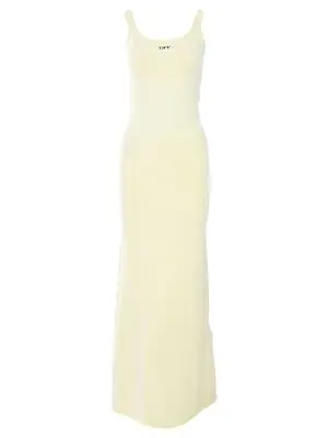 Off-White Sleeveless Logo Maxi Dress - White