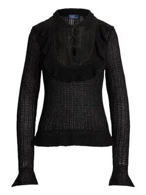 POLO RALPH LAUREN Polo Ralph Lauren Open-Knit Pullover With Ruffled Neckline And Bell Sleeves