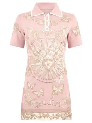 Philipp Plein Embroidered Butterfly Collared Mini Dress - Pink