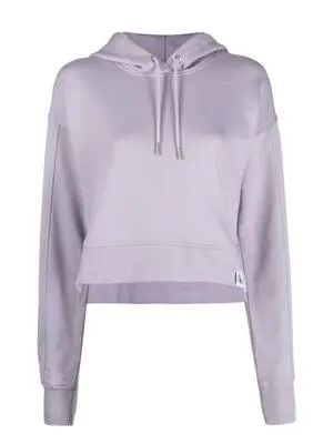 Calvin Klein Patch Cropped Hoodie - Purple