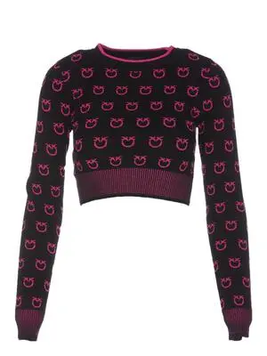 Pinko Jacquard Pattern Cropped Jumper - Black