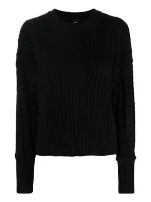Pinko Armadillo Crewneck Ribbed-knit Jumper - Black