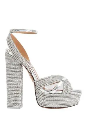 AQUAZZURA Platform High Heel Sandals With Embellishments - Gray