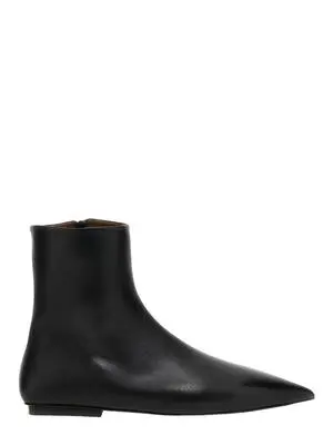Marsèll Pointed Toe Zip Up Leather Ankle Boots - Black