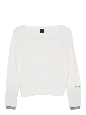 Pinko Logo Patch Layered Jumper - White, Gray