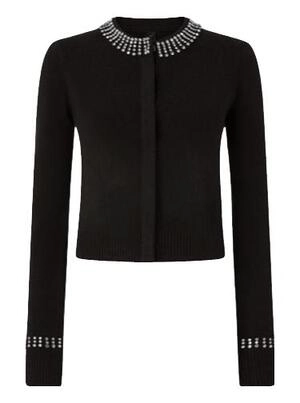 Pinko Pinko Embellished Neck Knitted Cardigan Black