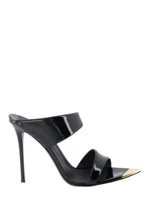 GIUSEPPE ZANOTTI Intriigo Allure Pointed Mules Sandals With Gold Metal Detail - Black