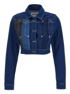 Moschino Paneled Cropped Denim Jacket - Blue