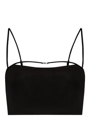 Dsquared2 Spaghetti Strap Cropped Top With Logo Application - Black