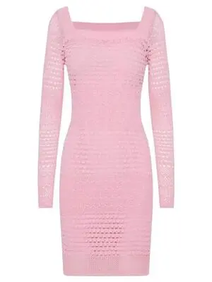TOM FORD Open-knit Square-neck Mini Dress - Pink