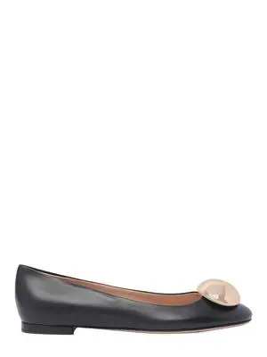 GIANVITO ROSSI Round Toe Slip-on Ballerina Flats - Black