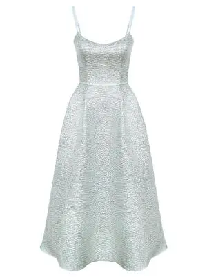 POST MERIDIEM Platinum Jacquard Corset Bustier Dress - Silver