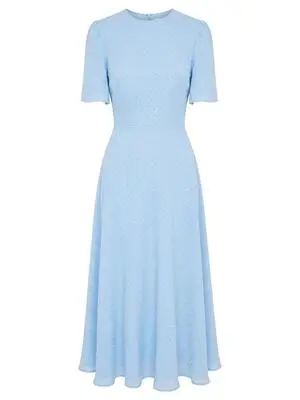 POST MERIDIEM Chiffon Midi Dress With Rhinestones - Blue