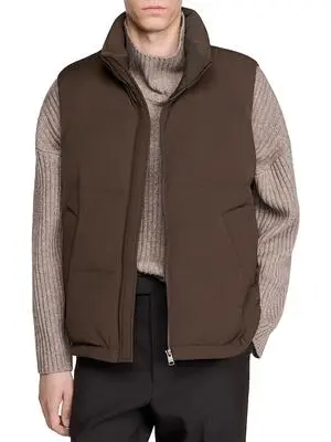 Sandro Sleeveless Padded Zip Vest - Taupe Kaki