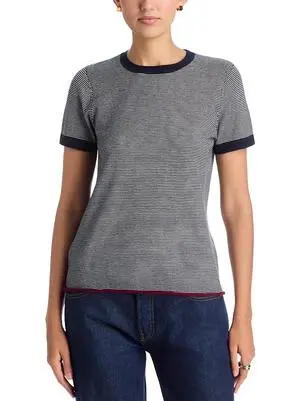 Majestic Filatures Majestic Filatures Cashmere Striped Short Sleeve Tee Marine