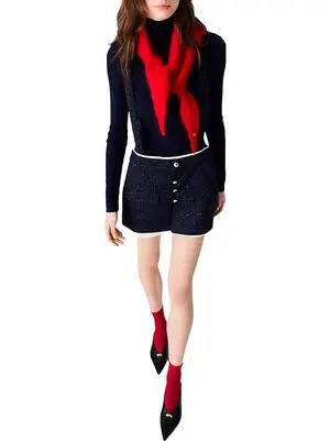 Maje Amila Contrast Tweed Skort - Navy