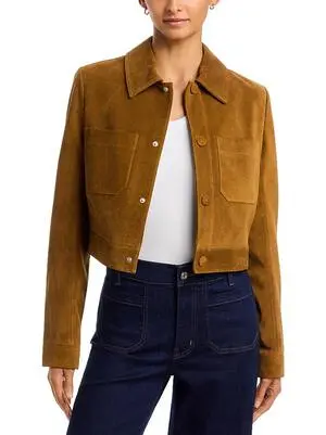FRAME Suede Cropped Jacket - Saddle