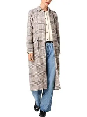 French Connection Sutton Plaid Coat - Grey