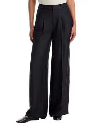 LISA YANG Silk Wide Leg Pleated Pants - Midnight