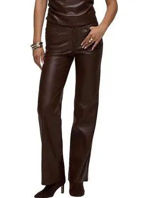 Hudson Jeans Rosie Faux Leather High Rise Wide Leg Jeans - Chicory Coffee