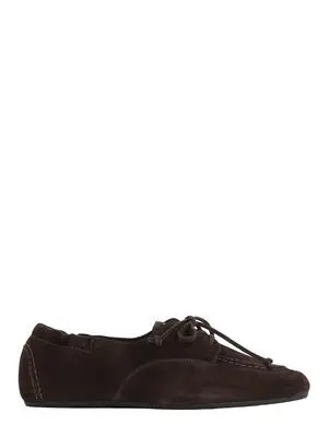 Celine Lace-up Suede Loafers - Brown
