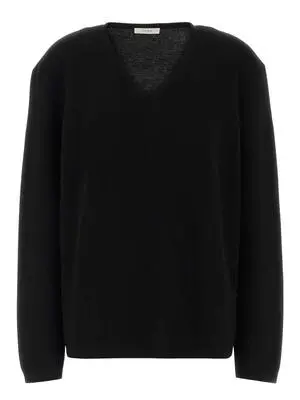 THE ROW Purin 100% Goat Cashmere V-neck Top - Black