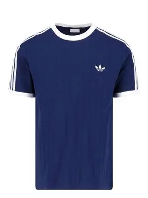 Adidas Crew Neck Striped Short Sleeve T-shirt - Blue