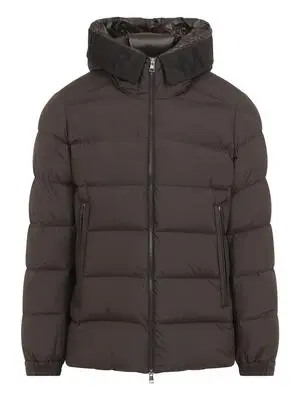 Moncler Quilted Down Puffer Jacket With Stand Collar - Brown