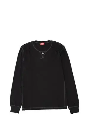 DIESEL® Ribbed Cotton-blend Sweatshirt With Contrast Stitching - Black