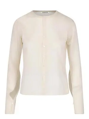 Auralee Silk Button-front Cardigan - Cream