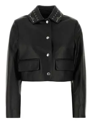 Marni Nappa Leather Jacket With Embellished Collar - Black