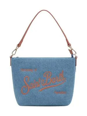 MC2 SAINT BARTH Logo Embroidered Mini Shoulder Bag - Denim Grain