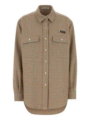 Miu Miu Embroidered Flannel Oversize Shirt - Checked