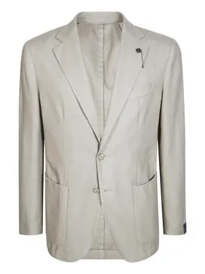 SANTANIELLO SANTANIELLO Wool-Blend Lavata Fabric Tailored Jacket