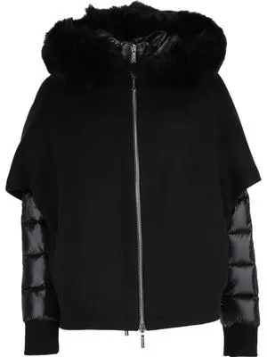 MOORER MOORER Hooded Fur-Trimmed Quilted Coat Black