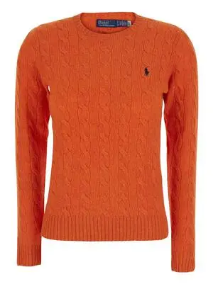 Polo Ralph Lauren Polo Ralph Lauren Wool & Cashmere Cable Knit Crew Neck Sweater Orange