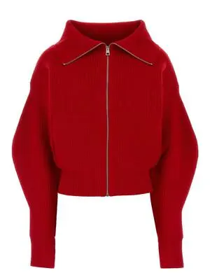Givenchy Zip-up Wool-blend Cardigan With Shawl Collar - Red