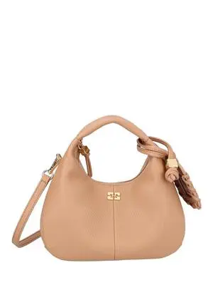 GANNI GANNI Mini Hobo Handbag With Logo Beige