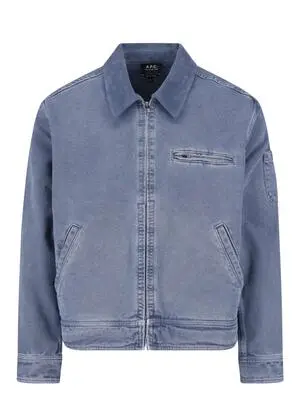 A.p.c. Cotton Zip Front Jacket - Blue