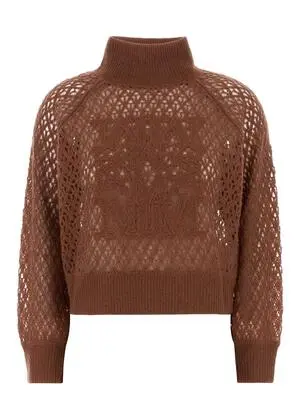 MAX MARA MAX MARA Antiqued Crochet Cashmere-Silk High Neck Sweater