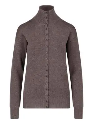 LEMAIRE LEMAIRE Button-Front Turtleneck Cardigan Brown