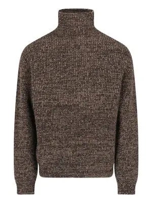 LEMAIRE Heavy Knit Turtleneck Sweater - Brown