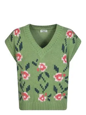 MAX MARA Max Mara Weekend Floral V-Neck Knit Vest
